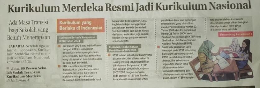 KURIKULUM MERDEKA RESMI JADI KURIKULUM NASIONAL